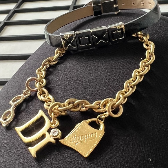 Jewelry | Gold Charm Bracket And Leather Strap Bracket With Silver Xoxo ...